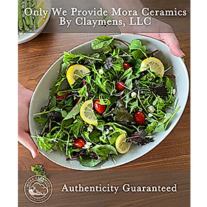 Mora Ceramic Large Serving Bowls- Set of 2 Oval Platters for Entertaining. Modern Kitchen Dishes for Dinner, Fruit, Salad, Turkey, etc. Oven, Dishwasher Safe, 55/35 oz, 13.5" / 11.8" - Earl Grey