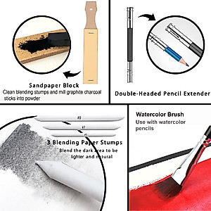 Kalour 76 Drawing Sketching Kit Set - Pro Art Supplies with Sketchbook & Watercolor Paper - Include Watercolor,Graphite,Colored,Metallic,Pastel,Charcoal Pencil - for Artists Beginners Adults Teens