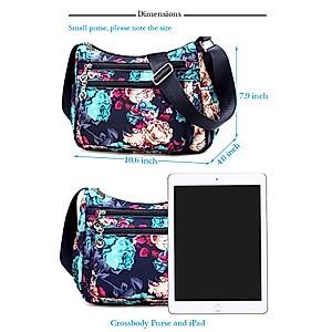 Collsants Nylon Crossbody Purse for Women Travel Shoulder Bag Multi Pocket Water Resistant (flower-Y)
