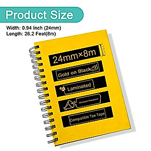 NineLeaf 3 Pack Compatible for Brother TZe354 TZe-354 TZ-354 TZ354 Label Tape Gold on Black Standard Laminated Tapes 24mm Work with P-Touch PT-D600 P710BT 1500 1600 Label Maker 1 Inch x 26.2 Feet