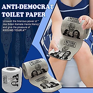 Pesky Patriot Anti-Democrat Party 2-Pack Toilet Paper Roll | Hilarious Facial Expression Anti Joe Biden, Kamala Harris, & Nancy Pelosi Roll | Funny Political Gift for Republicans or Democrats