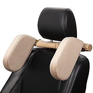 Car Headrest Pillow, Toolwiz Children Pillow for Head Neck Support for Car Seat, Soft Velvet Road Pal Headrest Kids Pillows For Sleeping, Ergonomic 360° Adjustable Travel Pillow for Child Adult, Beige