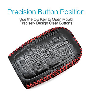 MECHCOS Compatible with Ram 1500 Limited Truck Pickup 6 Buttons Leather Case Key Fob Cover Keyless Remote Holder Protecter Key Chain