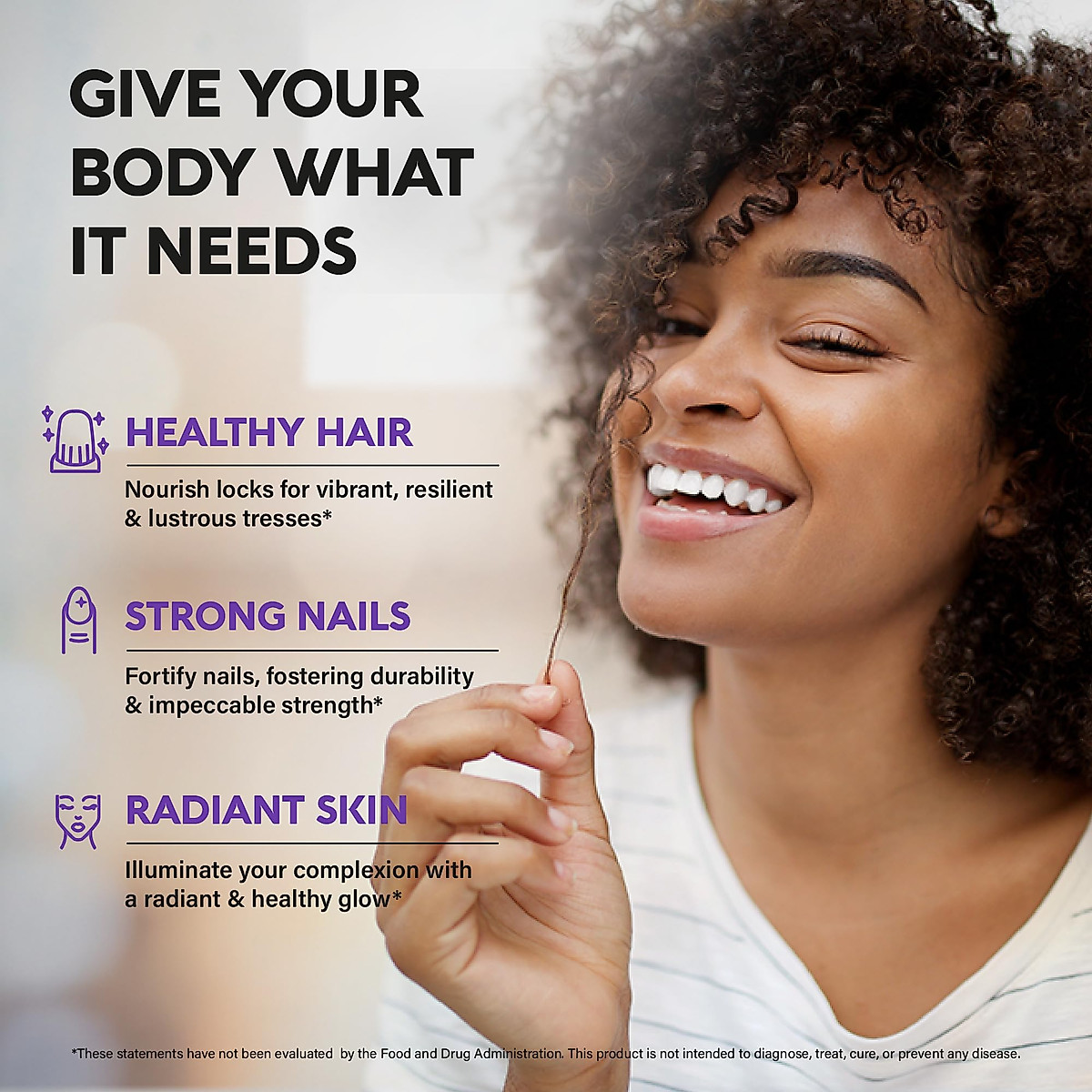 Biotin | Collagen | Keratin | Hyaluronic Acid - Hair Growth Support Supplement | Skin & Nails Beauty Complex 25000 mcg - B1 | B2 | B3 | B6 | B7 - Made in USA - For Women & Men | 60 Capsules