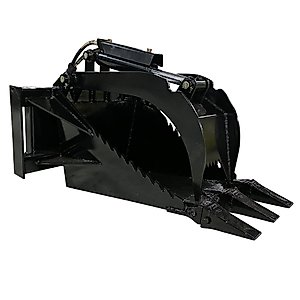 Titan Attachments Mini Skid Steer Stump Bucket Grapple, Quick Tach Mounting Style, Ideal for Tree Stumps, Roots, Buried Rock, Single 3,000 PSI Cylinder