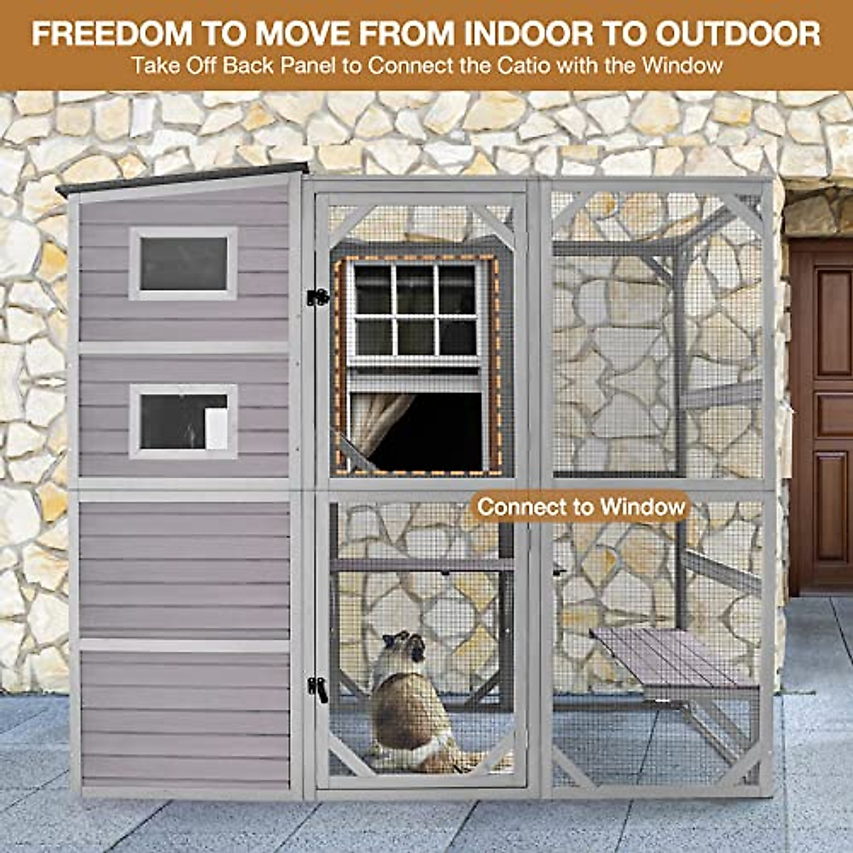 Cat House Outdoor Cat Enclosures 77" Large Catio with Run Cat Cage with Platforms Kitty Playpen,4 Tiers