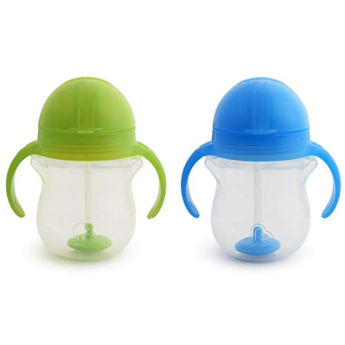 Munchkin® Any Angle™ Weighted Straw Trainer Cup with Click Lock™ Lid, 7 Ounce, 2 Pack, Blue/Green