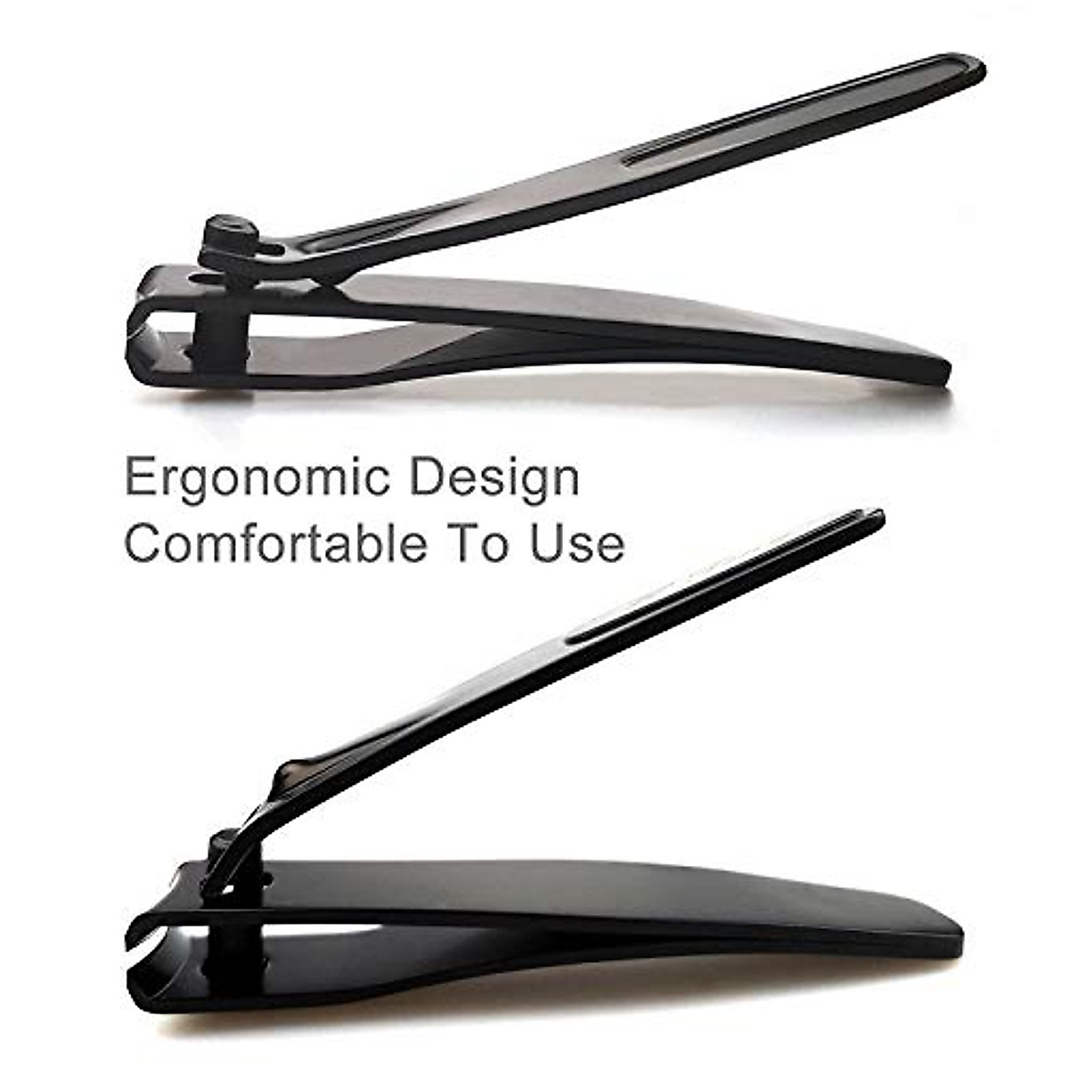 Nail Clipper, Black Matte Stainless Steel Nail Clippers Set, Finger Nail Clipper and Toenail Clippers Cutters with Leather Case, The Best Nail Clipper Gift for Men and Women by H Ting (Black)