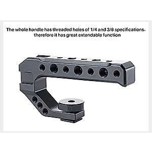 R005 Camera Top Handle Camera Top Cheese Handle Grip Universal Video Stabilizing Rig W 3 Cold Shoe Adapters to Mount Microphone, LED Light, Monitor, Easy Low Angle Shoots Metal