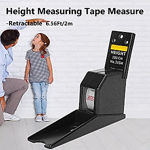 Eboxer Height Measuring Tape Measure 6.56Ft/2m, Automatic Retractable Adult Child Height Tool Ruler, Wall Mounted Metal Measuring Tool for Height Measurement (Black)