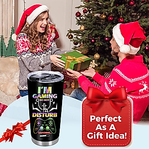 LATTPLYN Gaming Mug Tumbler for Boys, Gamer Mugs 20 oz Insulated Tumbler with Handle and Lid, Stainless Steel Travel Cup for Men Boys Kids Teens, Gaming Gamepad Gift for Birthday