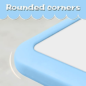 monleelnom Children's Table and Chair Set Suitable for Boys and Girls Age 2-12 Height Adjustable Table top Can be Painted with 6 Seats Suitable for Family Learning Daily use (Sky blueBlue)