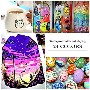 DEYONI Dual Tip Acrylic Paint Pens, 26 Colors, Medium and Brush Tips, Ideal for Rock Painting, Ceramic, Wood, Plastic, Calligraphy, Scrapbooking, Card Making, DIY Crafts