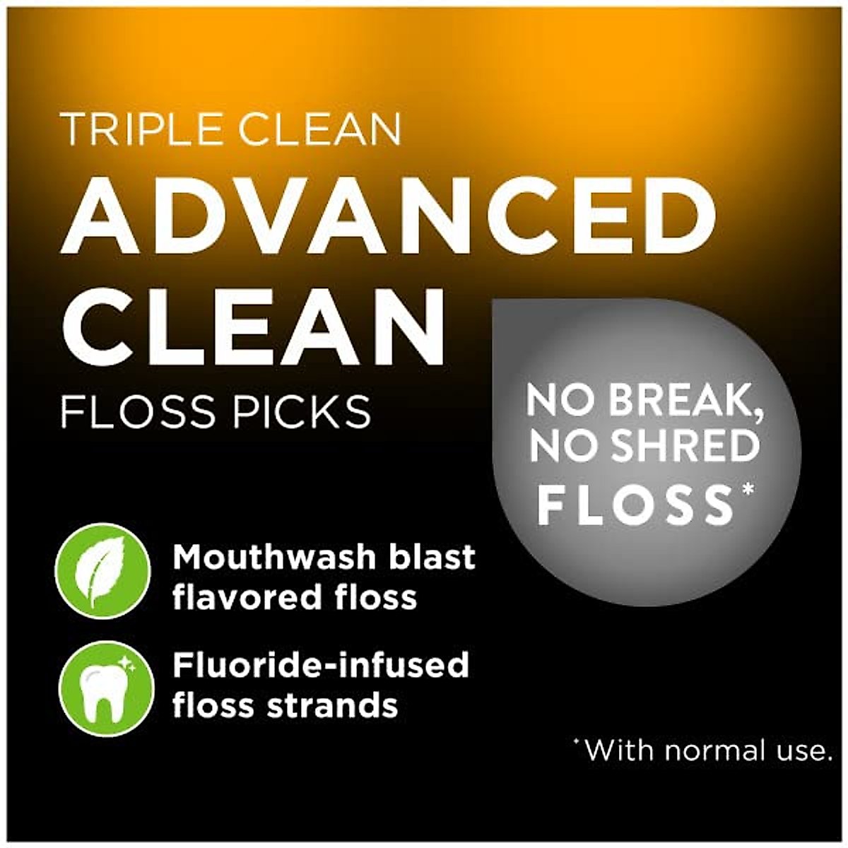 DenTek Triple Clean Advanced Clean Floss Picks, No Break & No Shred Floss, 90 Count, (Pack of 3)