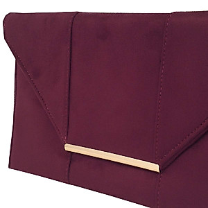 JNB Women's Faux Microsuede Envelope Clutch, Burgundy