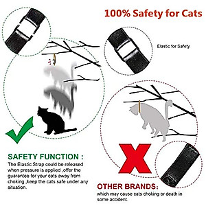 Leather Cat Collars Bell,Cats Safety Collar with Elastic Strap, Adjustable Kitty Collar for Cats, Personalized Moon & Rhinestone 7-10 Inch Length for Cats, Kitten & Puppy (1 Pack Black)