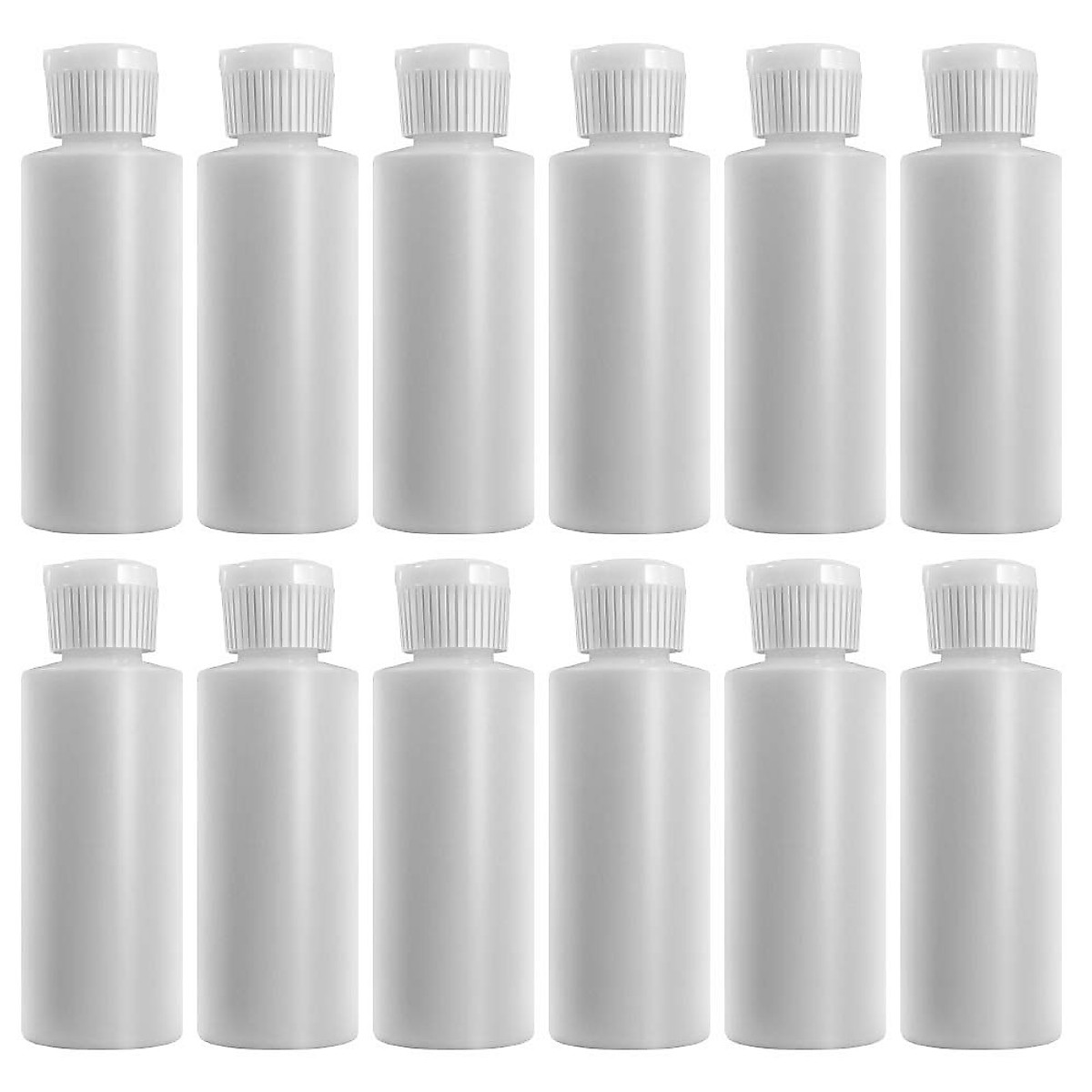 4 Oz Plastic Cylinder Bottles with Flip Top Pour Spout, Pack of 12 by Premium Vials