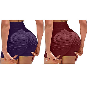Bblulu TIK Tok Workout Shorts Womens Ruched Booty Textured Yoga Shorts Butt Lifting High Waisted Tummy Control Biker Shorts
