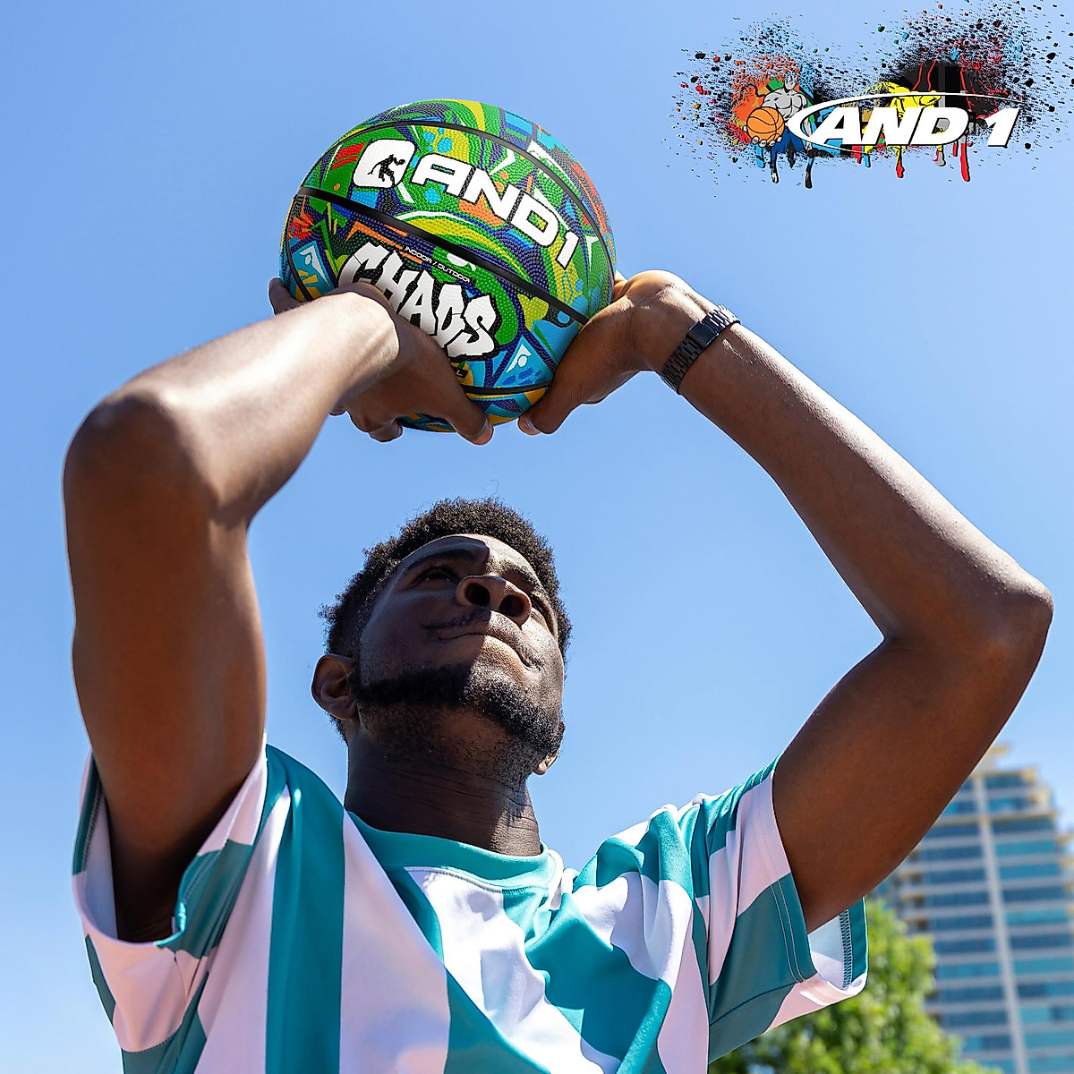 AND1 Chaos Rubber Basketball: Official Regulation Size 7 (29.5 inches) Rubber Basketball - Deep Channel Construction Streetball, Made for Indoor Outdoor