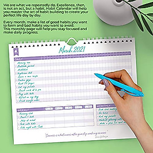 Clever Fox Habit Tracker Calendar – Inspirational Goal Tracker and Habit Calendar for Atomic Habits – Colorful Habit & Goal Planner Journal to Boost Productivity – 24 Months, 10″ x 8″ (Obsidian Green)