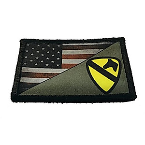 Full Color US Army 1st Cavalry Division USA Flag Morale Patch Tactical Military. 2x3" Hook and Loop Made in The USA