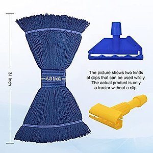 3 Pack,String Cotton mop Heads, Rope mop Heads, Heavy Duty Commercial mop Heads, Wet Industrial Blue Cotton Ring end Replacement mop Heads, Industrial mop Heads, Machine Washable (Blue)