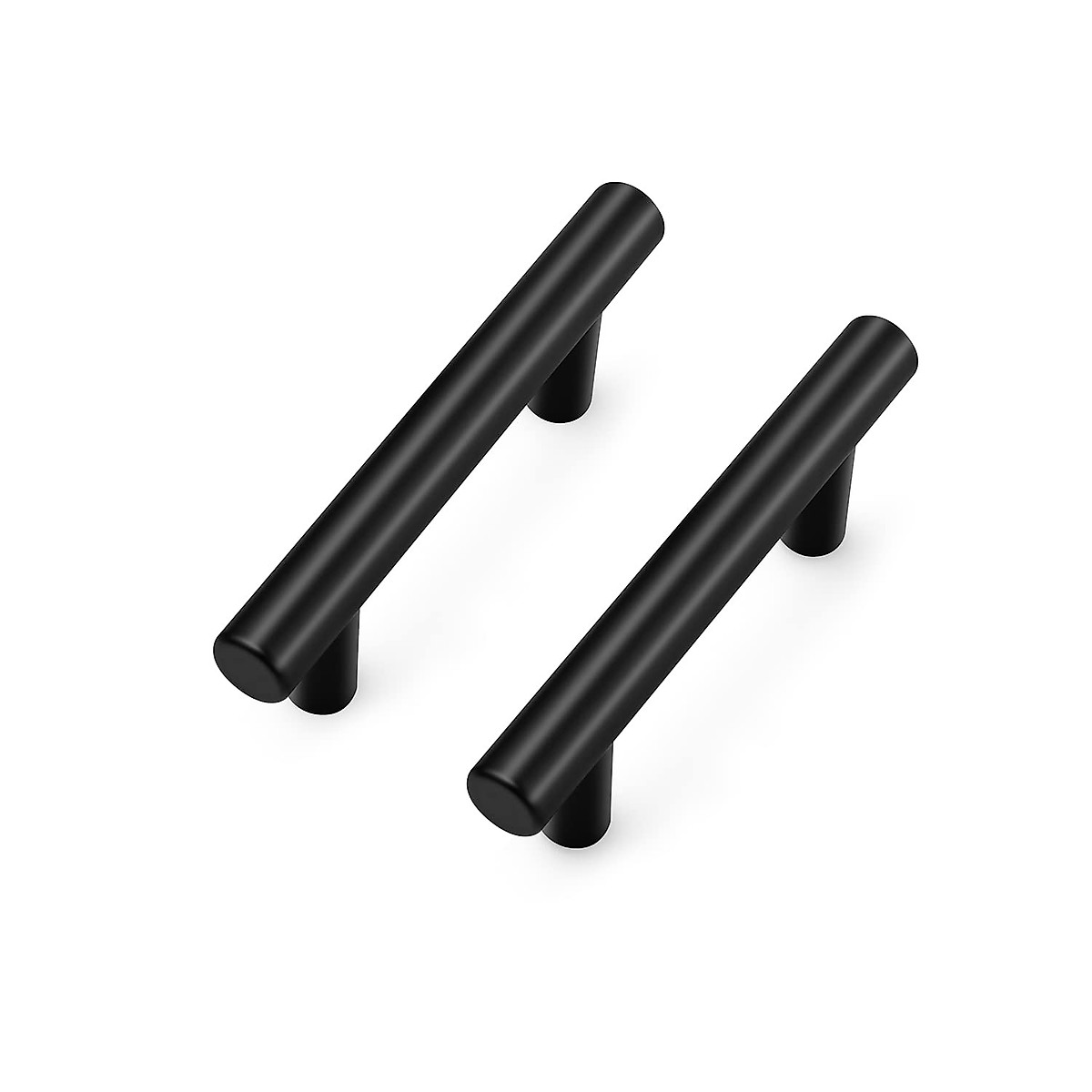 Ravinte 10 Pack T Bar 2-1/2 Inch Hole Center Kitchen Cabinet Pulls, Modern Matte Black Stainless Steel Cabinet Handles, 4 Inch Overall Length Kitchen Hardware for Cupboard Drawer and Kitchen Drawer