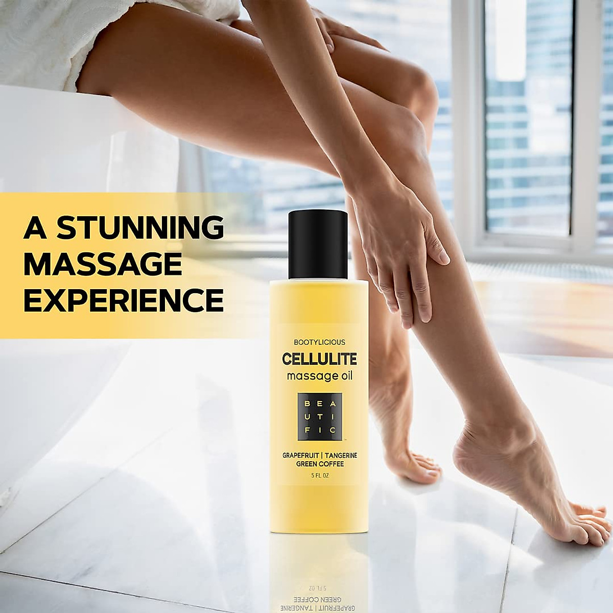 Advanced Anti Cellulite Massage Oil, Firming & Lymphatic massage oil Benefiting for Thighs, Butt. Cellulite Oil for Effective Sculpting & Even Skin Texture. Stretch Mark Oil Scar and Cellulite Remover