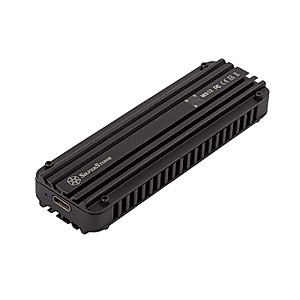 Silverstone MS12, 20Gbps SuperSpeed+ USB 3.2 Gen 2x2 Type-C to NVMe M.2 SSD Enclosure, Aluminum, Black, SST-MS12