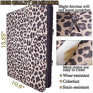 ECEIRO Leather Portfolio Ring Binder - Three Ring Binder Organizer Zippered Padfolio Folder Portfolio Organizer with Hidden Handle Cute Office Leather Binder - Gifts Supplies for Women