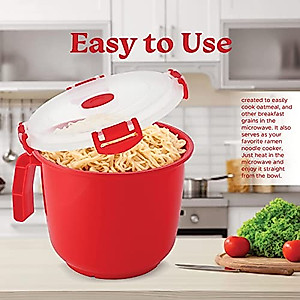 Tafura Microwave Bowl with Lid [Pack of 2] | Microwavable Soup Bowl with Cover | Noodle Bowl | Christmas Soup Cup Microwave-safe | Oatmeal Container To-Go. Leakproof, 34 Oz. BPA Free