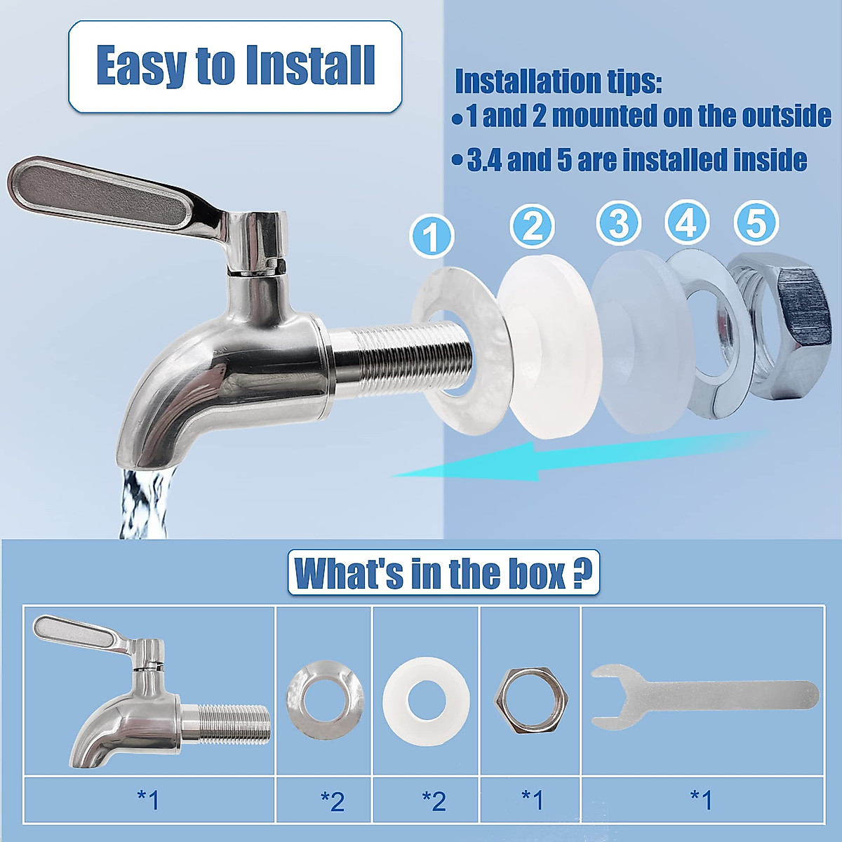 Replacement Stainless Steel Spigot for Berkey Big, Travel, Royal Gravity-fed Water Filter System, and other Gravity Filter Tank (Stainless Steel Spigot)