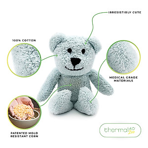 Thermal-Aid Zoo Animals - Mini Buckley The Blue Bear - Heatable Therapeutic Stuffed Animals for Kids - Hot & Cold Therapy - Ice Pack & Heating Pack - 3.15 x 2.6 x 9.3 in