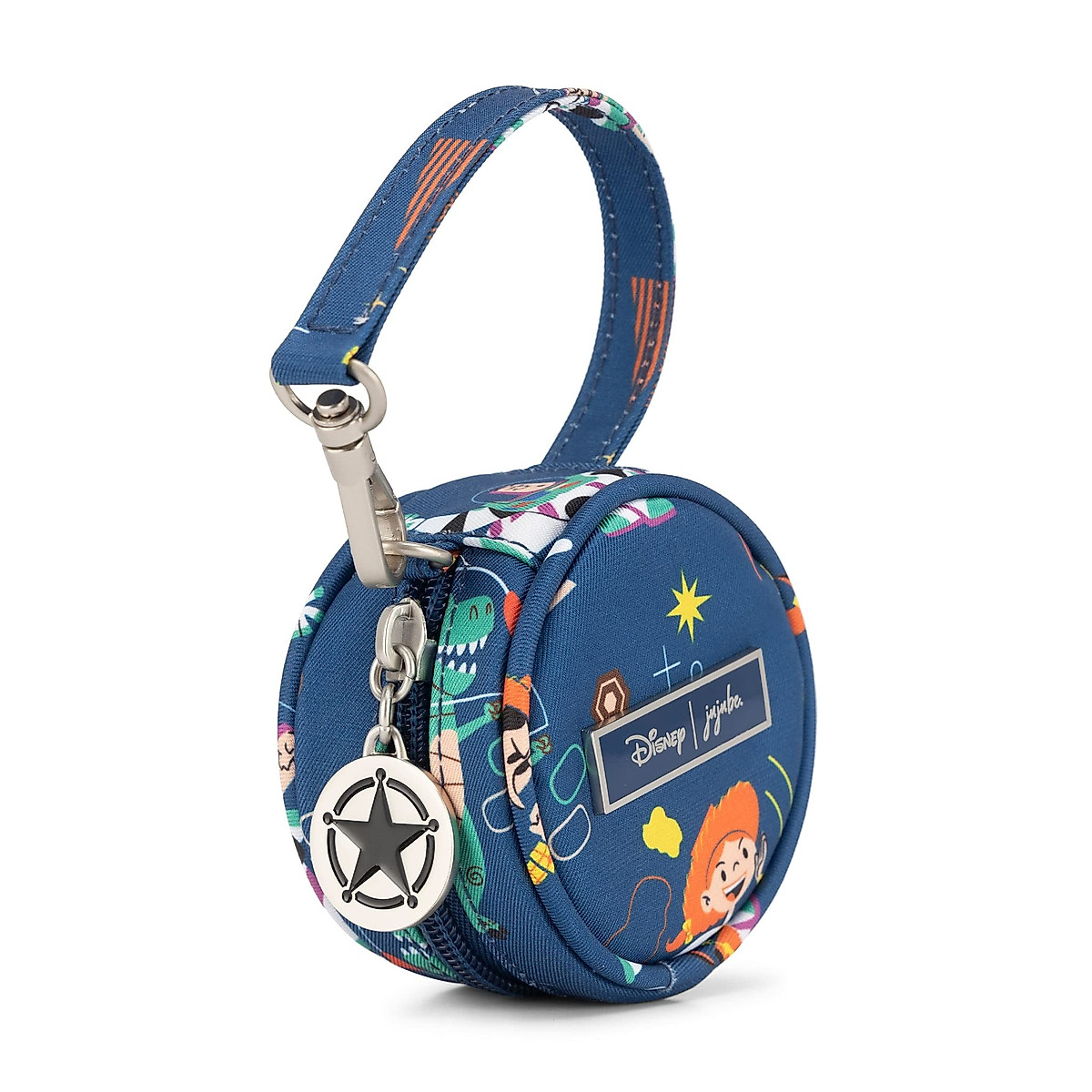JuJuBe Disney and Pixar's Toy Story Pacifier Holder, Storage Bag with 2 Compartments, Zipper Closure, Shoulder Strap, Multi-colored, Recycled Polyester, Travel Case for Pacifiers