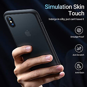 TORRAS Shockproof iPhone Xs Case/iPhone X Case/iPhone 10 Case/iPhone 10s case [Military Grade Drop Protection] Anti-Scratch Hard PC Back and Soft Silicone Thin Case Slim Fit iPhone X/XS Case-Black