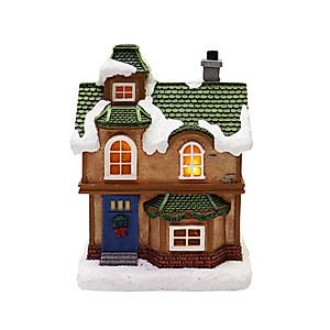 MOMENTS IN TIME Christmas Village 12 pc Set, with LED Lights, Battery Operated (not Included) (5" H to 6.5" H Buildings)