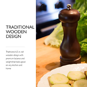 COLE & MASON Capstan Wood Pepper Grinder - Wooden Mill Includes Precision Mechanism, 6.5 inch