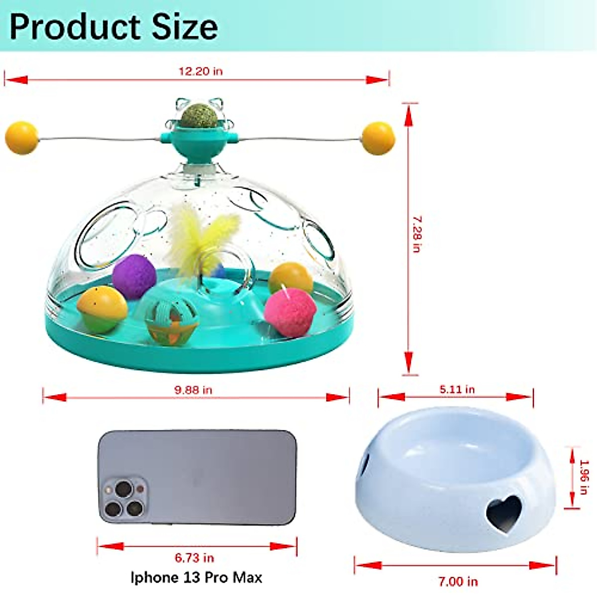 asdtrpoi Cat Toys for Indoor Cats Interactive Cat Toy Puzzles Smart stimulating Mental Stimulation Brain Games Teaser Catnip Ball Track Balls with Feather and Pet Bowl