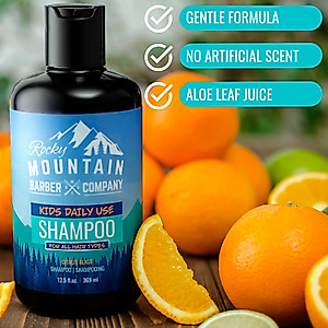 Rocky Mountain Barber Company Kids Shampoo for Boys with Light Citrus Scent - Gentle Cleansing - 12.5 oz