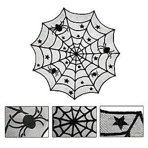 Lulu Home Halloween Table Cover, Round Black Spider Web Halloween Table Toppers for Festival Party Decoration