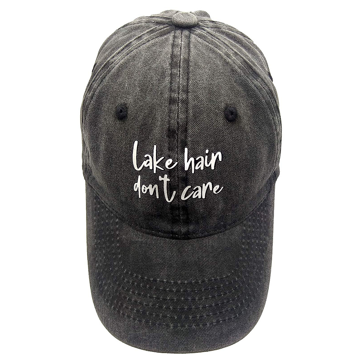 OASCUVER Lake Hair Don't Care Hat, Distressed Cotton Adjustable Lake Life Baseball Cap for Men Women