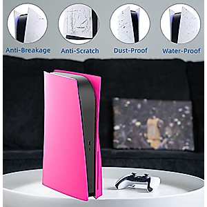 Face Plates Cover Skins Shell Panels for PS5 Disc Edition Console, Playstation 5 Accessories Faceplate Protective Shell Replacement Plate Dustproof Anti-Scratch (Nova Pink)