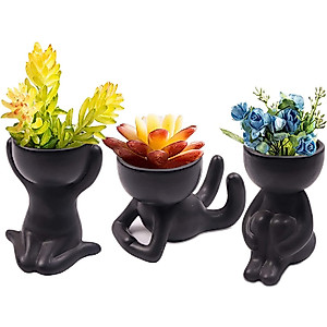 DIYOMR Cute Humanoid Ceramic Doll Flower Pot Decorative Pot,Succulent Flower Cactus Bonsai Planter Pots Container Creat Design for Home Office Decor,Not Include Plants (3Pcs White)