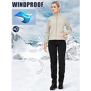 Womens Snow Pants Winter Waterproof Pants Outdoor Soft Shell Fleece Linded Cargo Ski Hiking Pants, Black 16