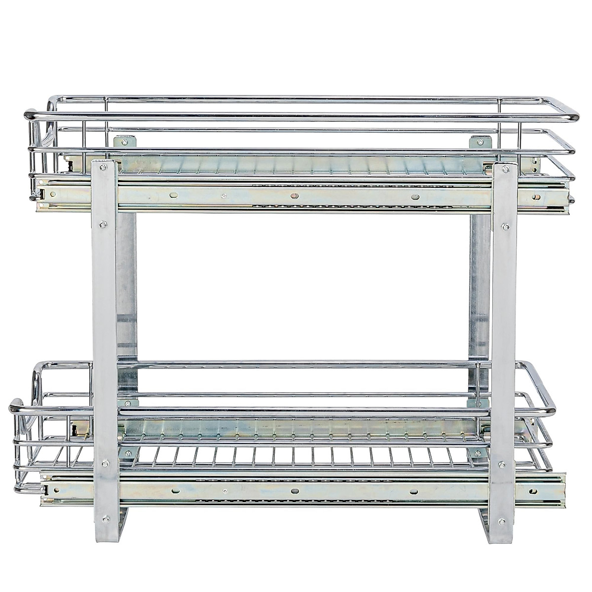 Household Essentials Glidez Slide Out Cabinet Organizer, 11.5” Wide, Durable Chrome-Plated Steel Frame, Dual Baskets and Smooth Glides, Heavy-Duty and Space-Optimizing, Simple Assembly and Installation, Chrome