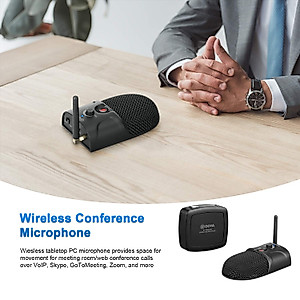 2.4GHz Wireless Conference Microphone, BOYA BY-BMW700 Omnidirectional USB Meeting Mic Table Top Desktop Microphone with 360° Pick Up Range Ideal for Video Conference, Seminars,Corporate Events