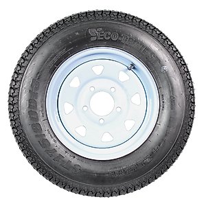 eCustomrim Trailer Tire On Rim ST175/80D13 175/80 D 13 Load Range C 5 Lug White Spoke Wheel - 2 Year Warranty w/Free Roadside