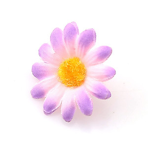 RLECS 100PCS 40mm Artificial Daisy Purple Silk Daisy Gerbera Flowers Head Sunflower for Party, Wedding, Art Hall, Office, Shop, Home, Garden Decoration