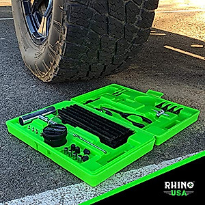 Rhino USA Tire Plug Repair Kit (86-Piece) Fix Punctures & Plug Flats with Ease - Heavy Duty Flat Tire Puncture Repair Kit for Car, Motorcycle, ATV, UTV, RV, Trailer, Tractor, Jeep, Etc