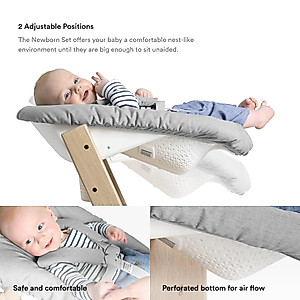 Tripp Trapp Chair from Stokke (Natural) + Tripp Trapp Newborn Set (Grey) - Cozy, Safe & Simple to Use - for Newborns Up to 20 lbs